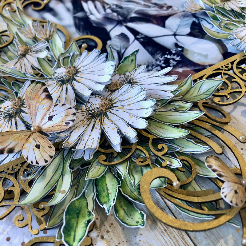 Daisy flourish layout - using 2Crafty Chipboard – Merly Impressions